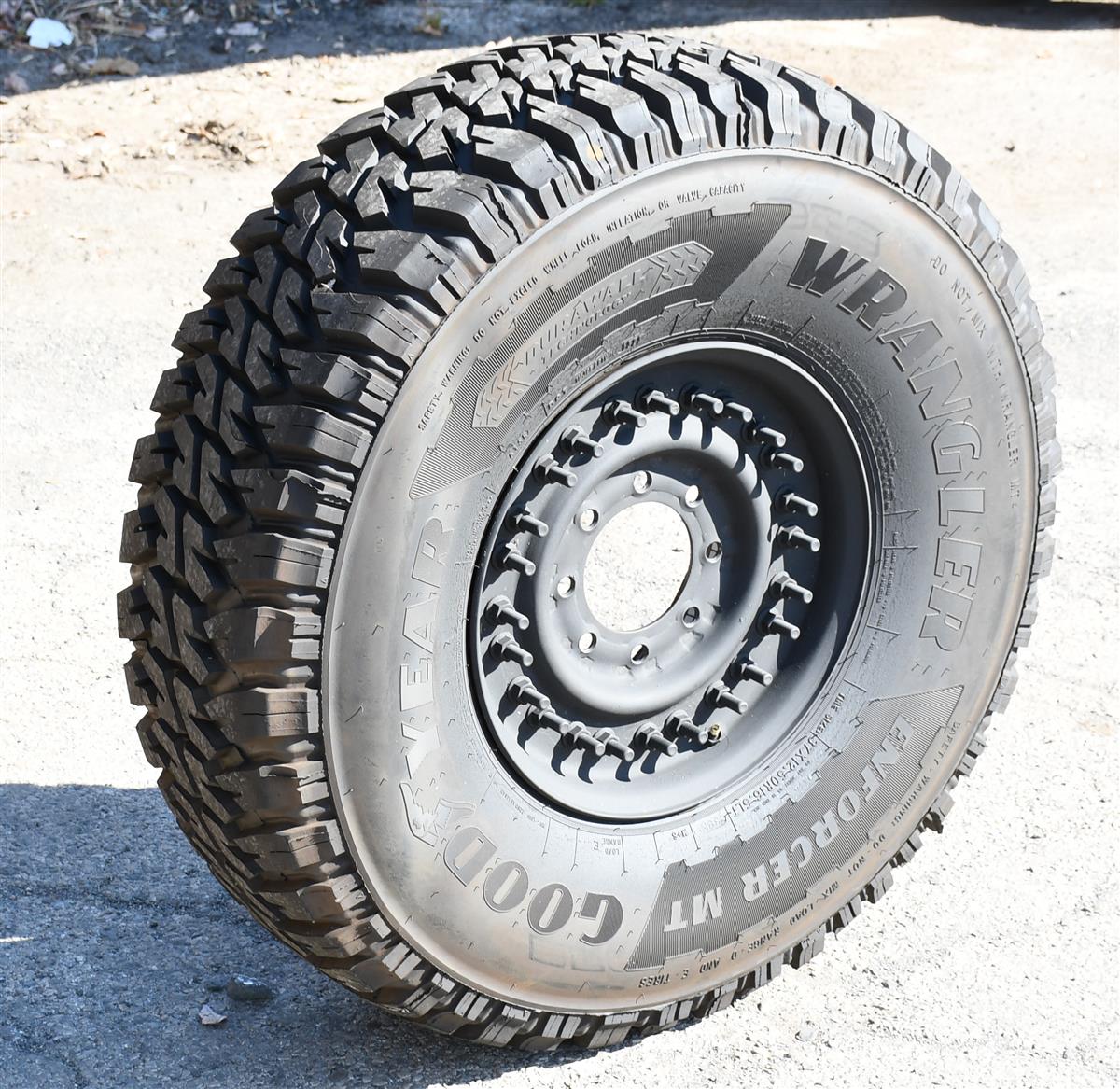 Goodyear Wrangler Enforcer MT 37x12.50R16.5LT Mounted on 24 Bolt Rim 100% Tread HMMWV